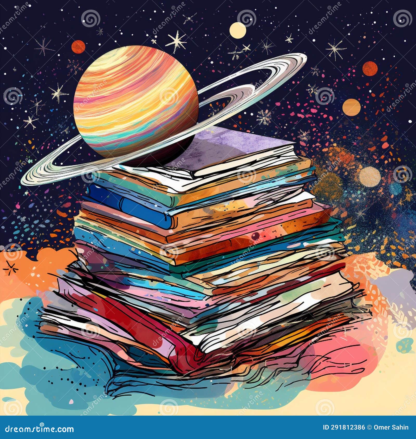 Abstract Representation of Stack of Empty Journals on a Floating Planet ...