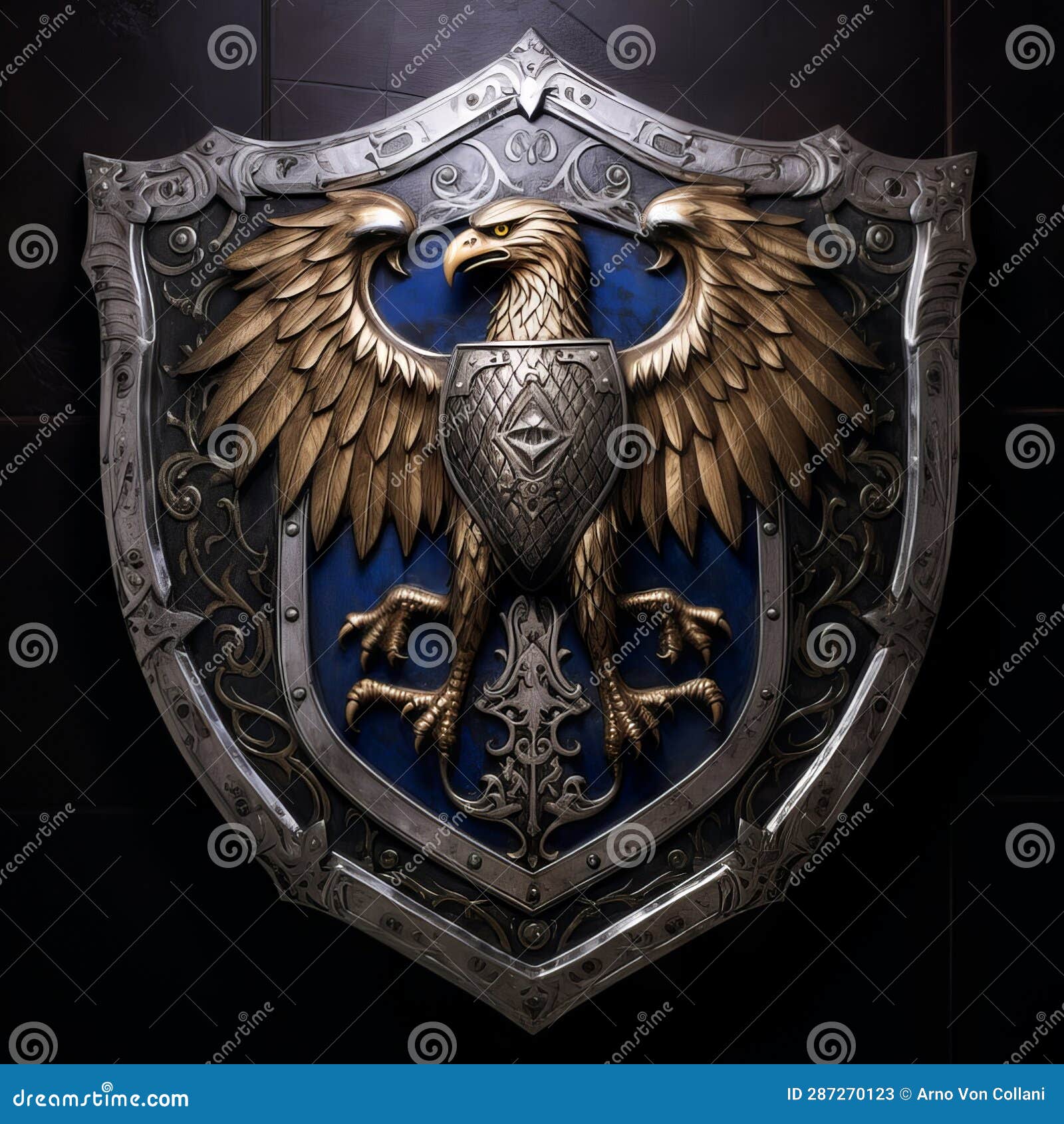 Majestic Guardian: Medieval Shield with Soaring Eagle Emblem Stock ...