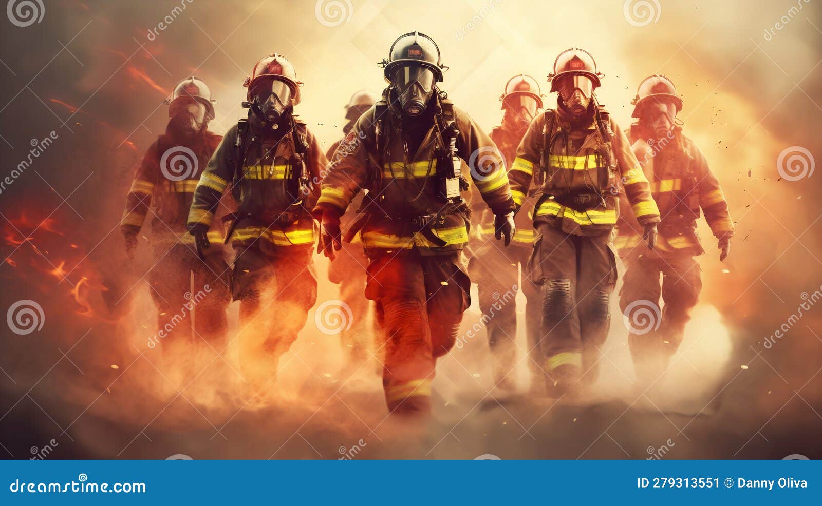 Inferno S Dance: Firemen S Dynamic Gear in Action Stock Illustration ...