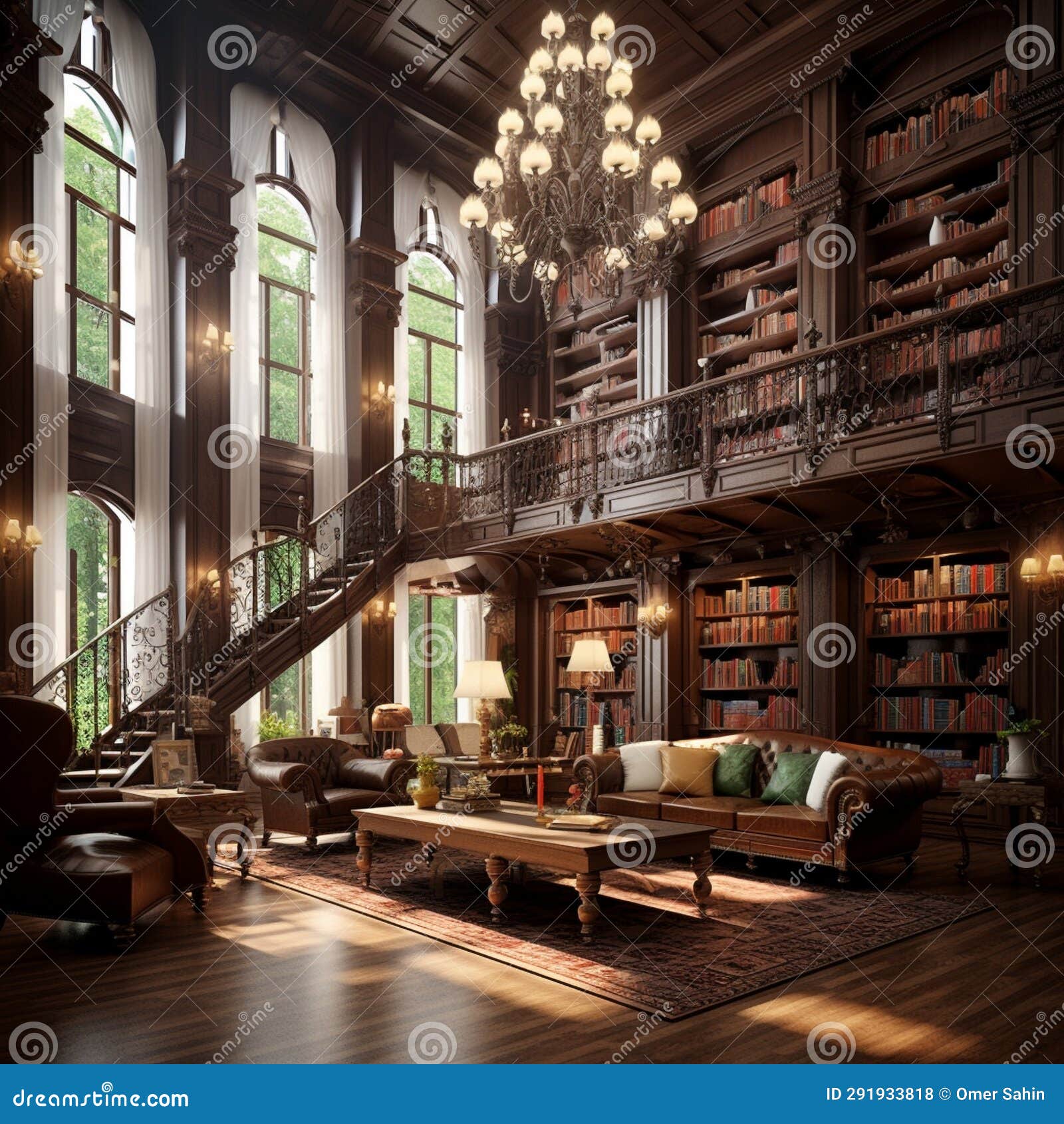 Lighting the Mind: Illuminated Library Interiors Stock Photo - Image of ...