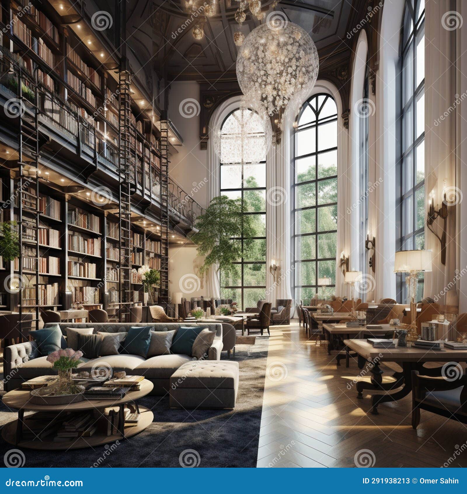 Lighting the Mind: Illuminated Library Interiors Stock Image - Image of ...