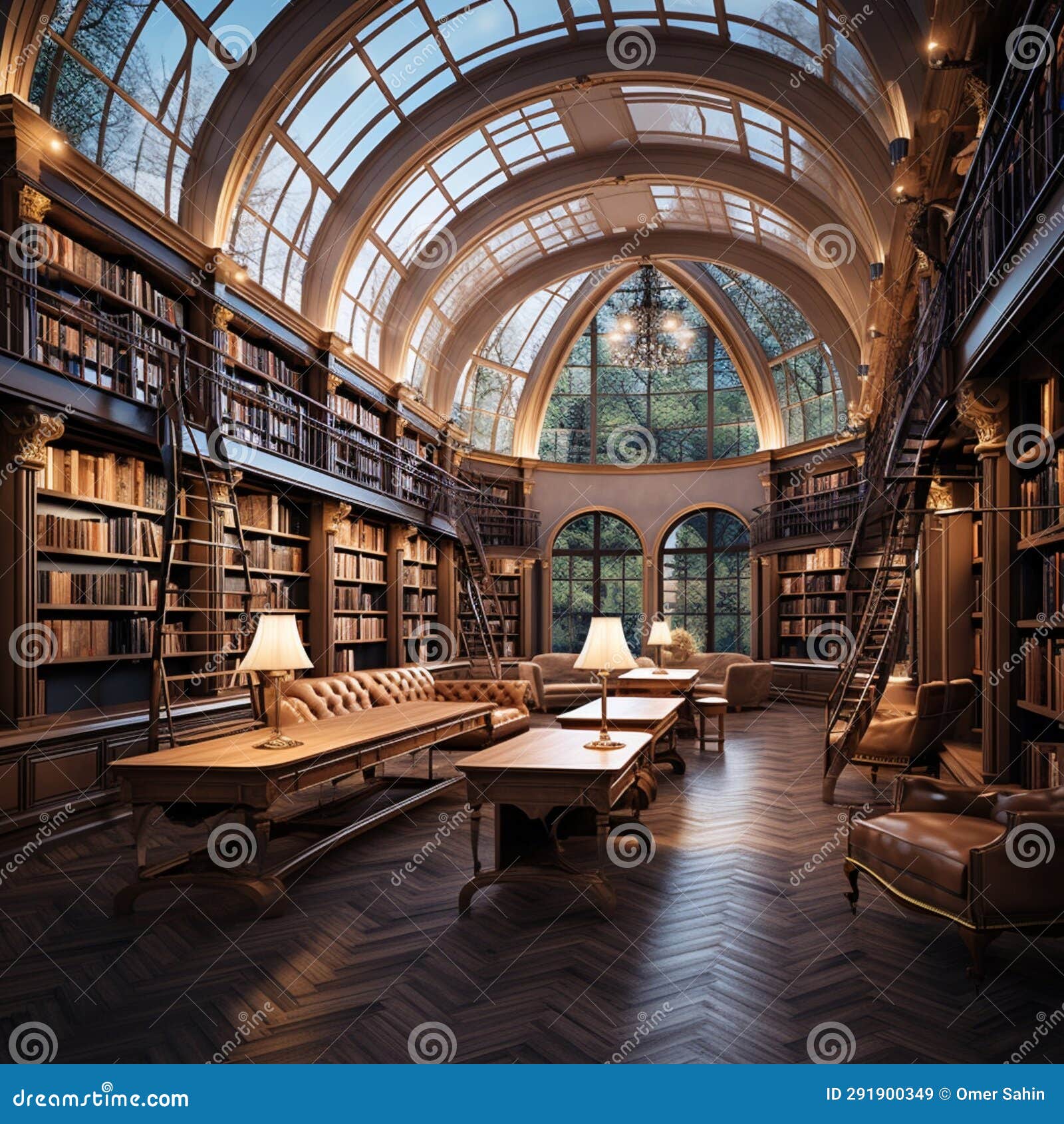 Lighting the Mind: Illuminated Library Interiors Stock Image - Image of ...