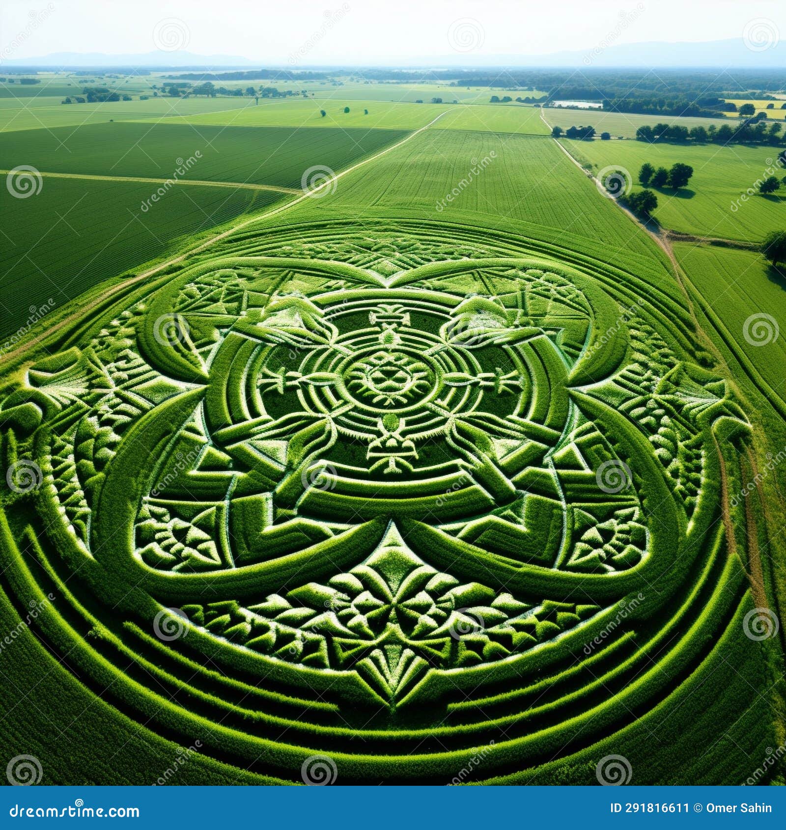 Vibrant and Mysterious Crop Circle with Intricate Design Stock Image ...