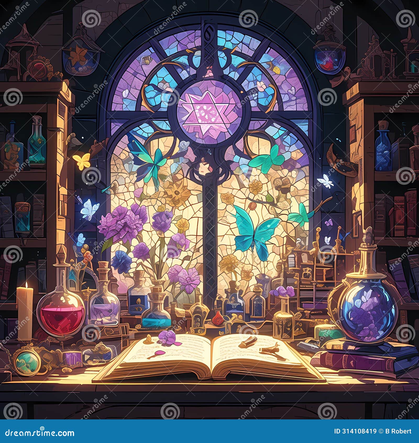 Enchanting Alchemy Laboratory With Magical Potions And Elixirs ...