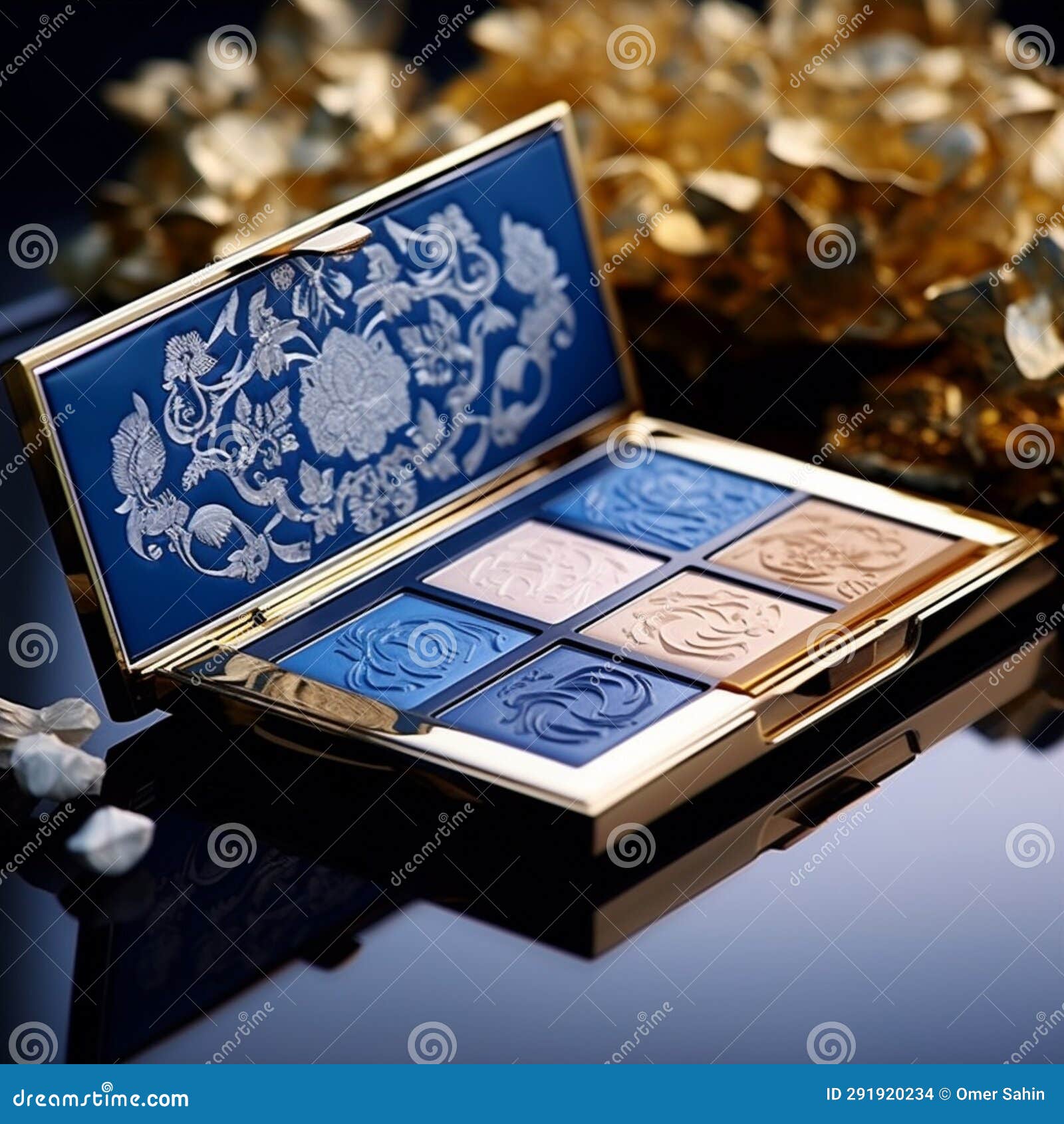 Gilded Serenity: a Luxurious Makeup Palette Stock Illustration ...
