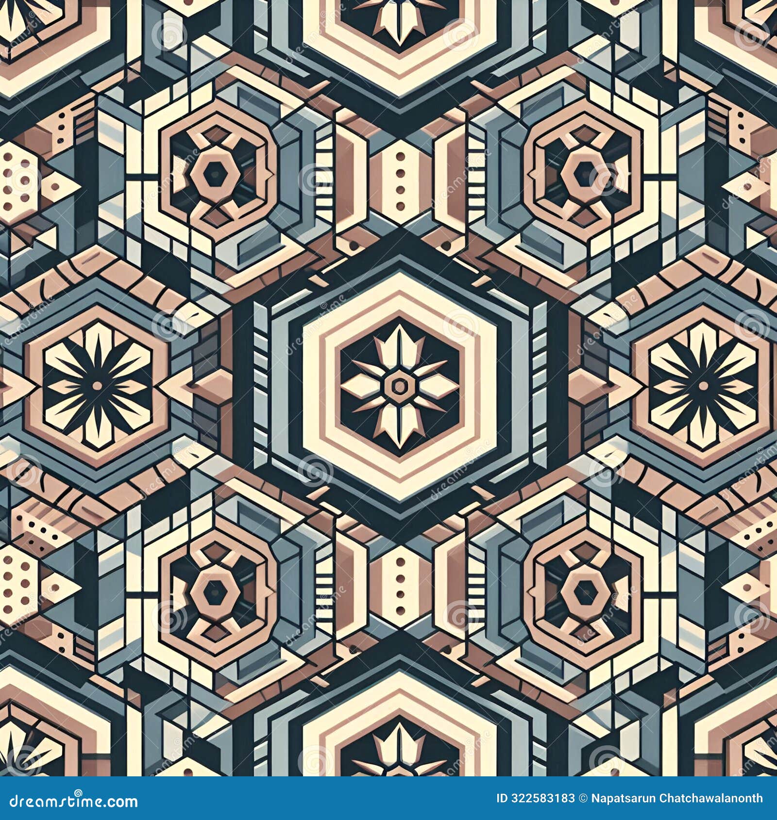 Seamless Hexagonal Mosaic Pattern: Hexagon Repeat Pattern Background ...