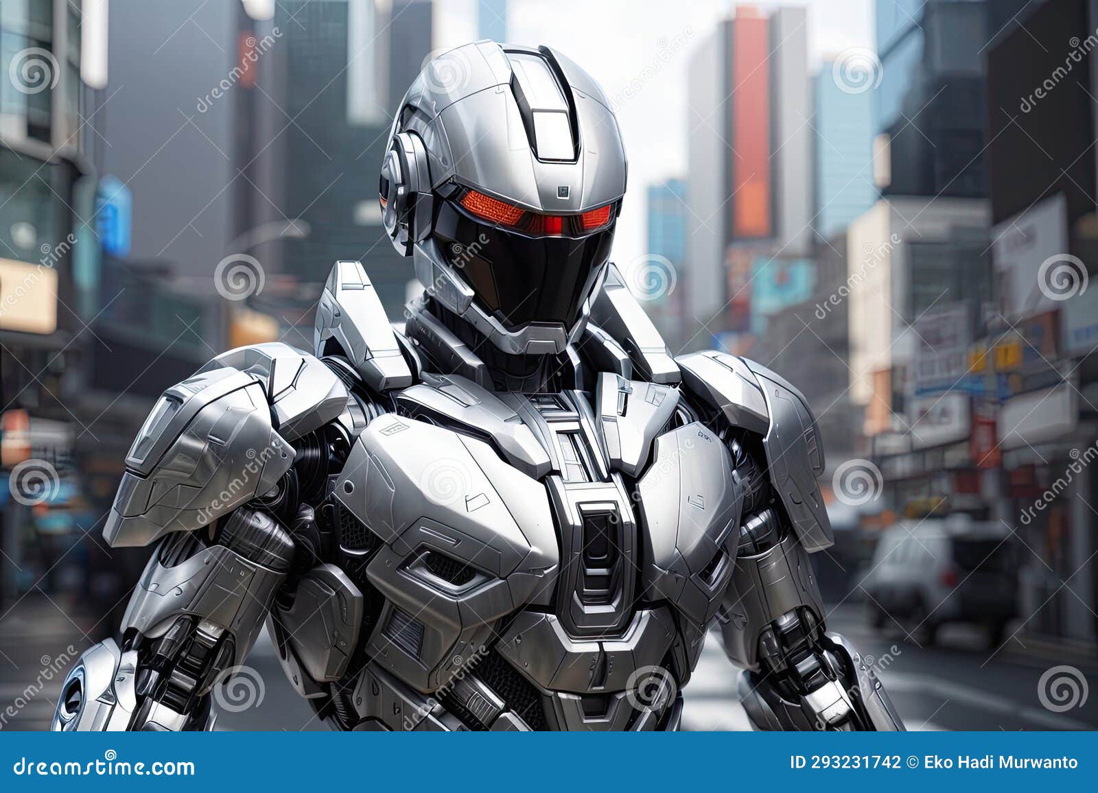 Futuristic Security Enforcer: Silver RoboCop at Your Service Stock ...