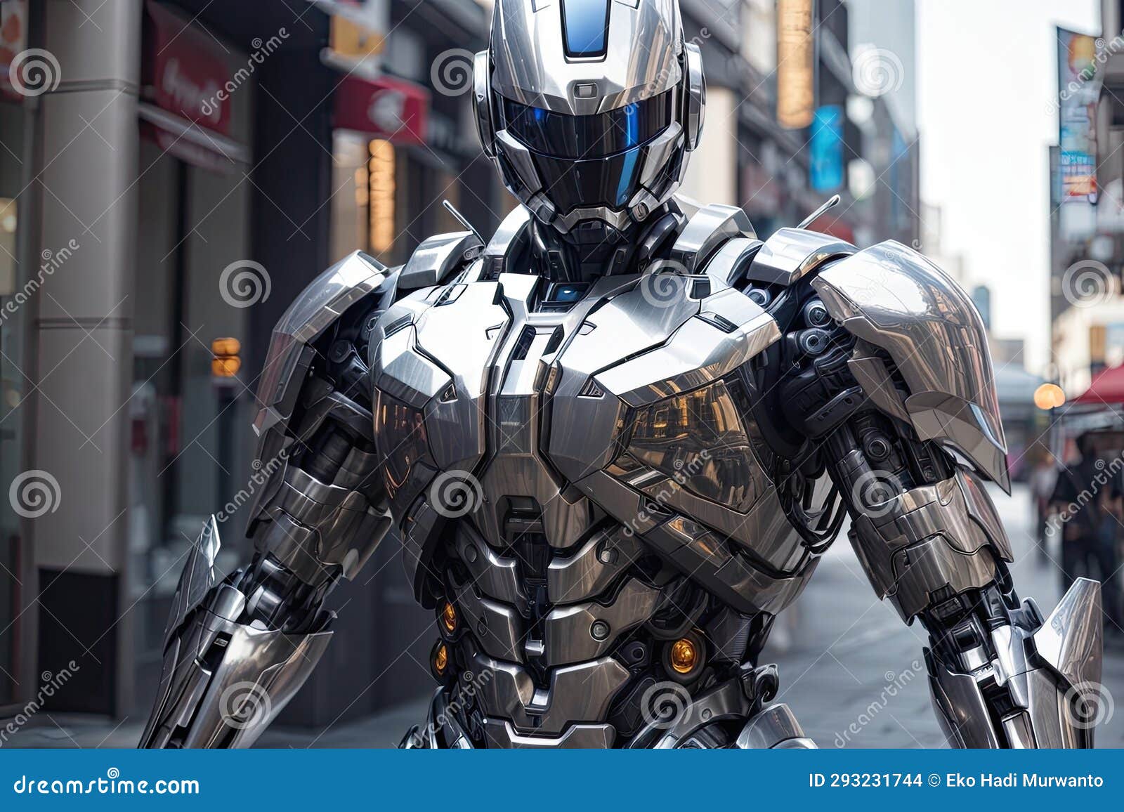 Futuristic Security Enforcer: Silver RoboCop at Your Service Stock ...