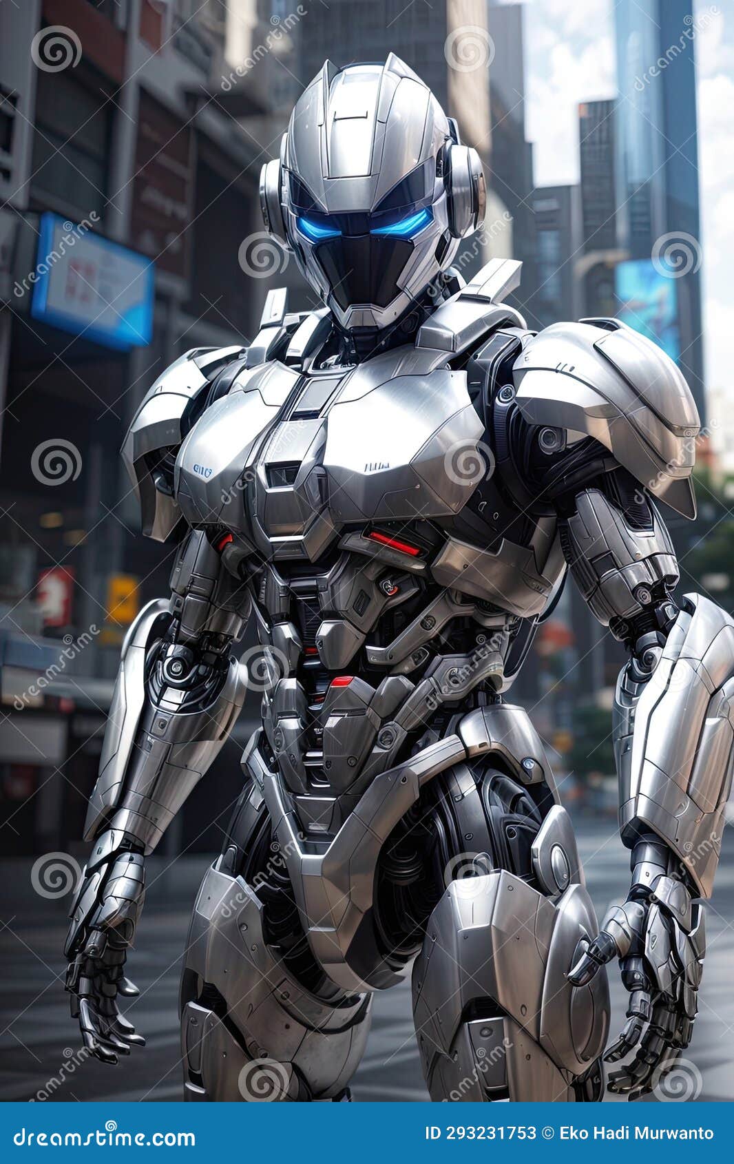 Futuristic Security Enforcer: Silver RoboCop at Your Service Stock ...