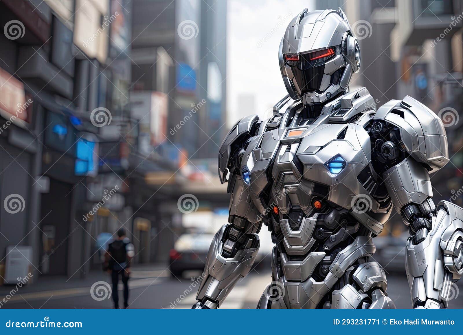 Futuristic Security Enforcer: Silver RoboCop at Your Service Stock ...