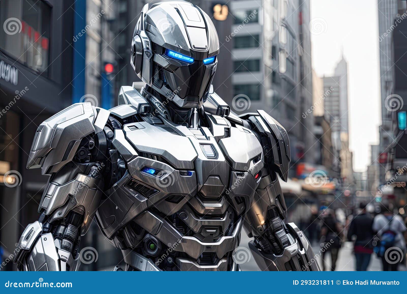 Futuristic Security Enforcer: Silver RoboCop at Your Service Stock ...