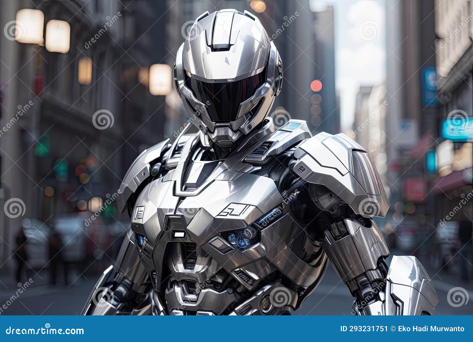 Futuristic Security Enforcer: Silver RoboCop at Your Service Stock ...