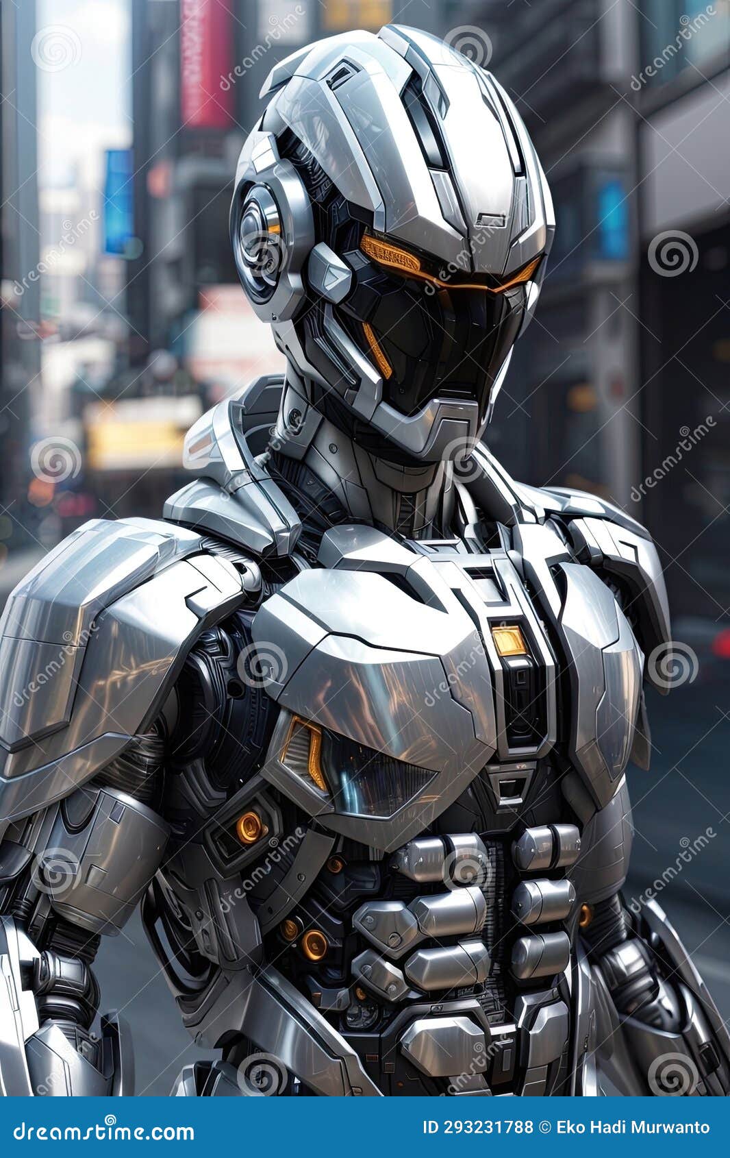 Futuristic Security Enforcer: Silver RoboCop at Your Service Stock ...
