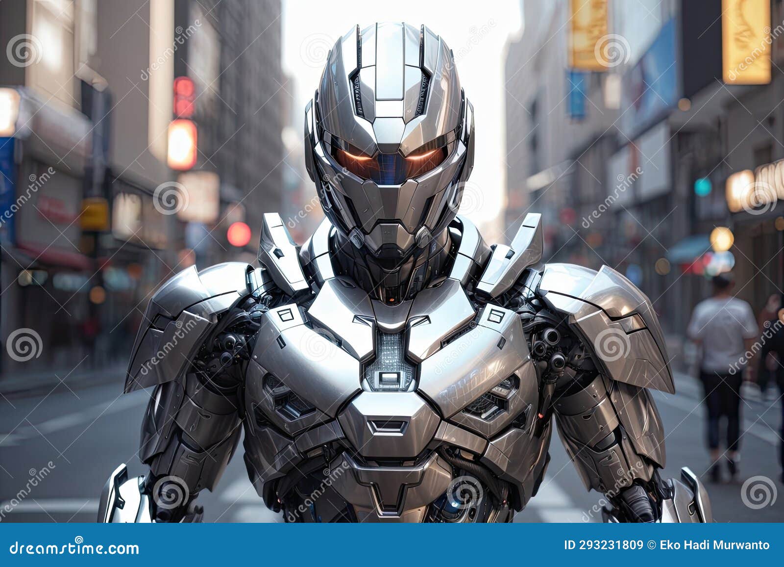 Futuristic Security Enforcer: Silver RoboCop at Your Service Stock ...