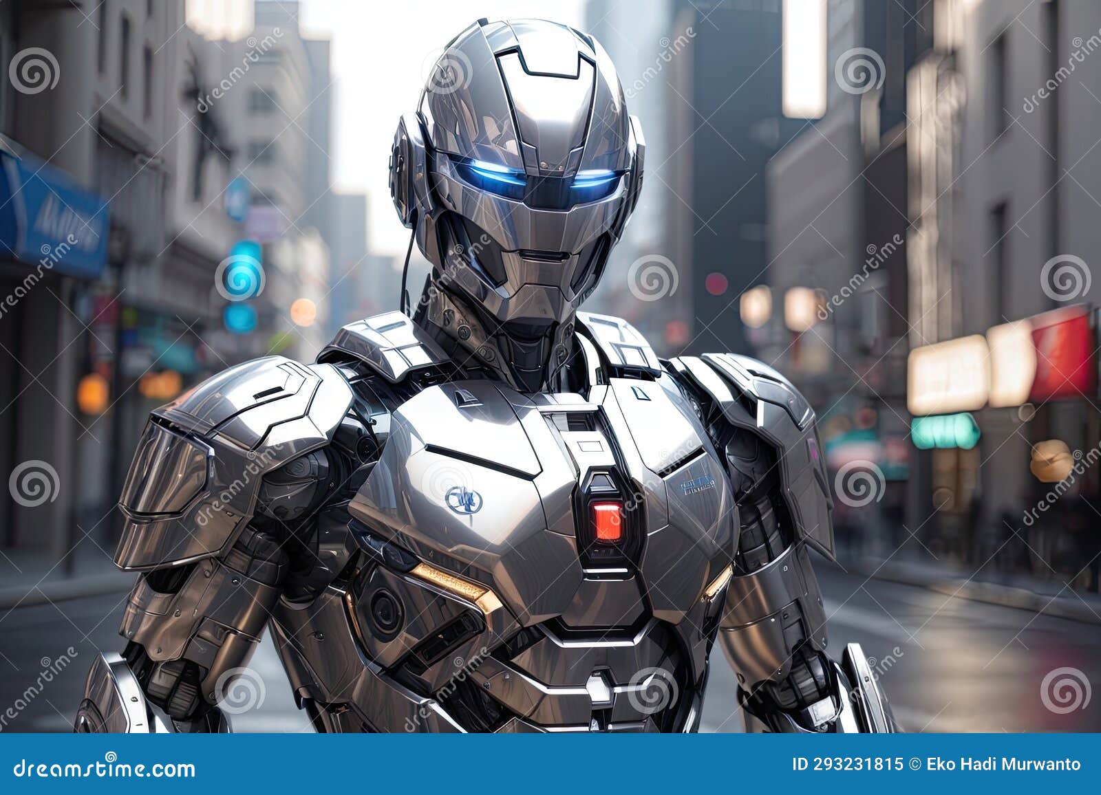 Futuristic Security Enforcer: Silver RoboCop at Your Service Stock ...