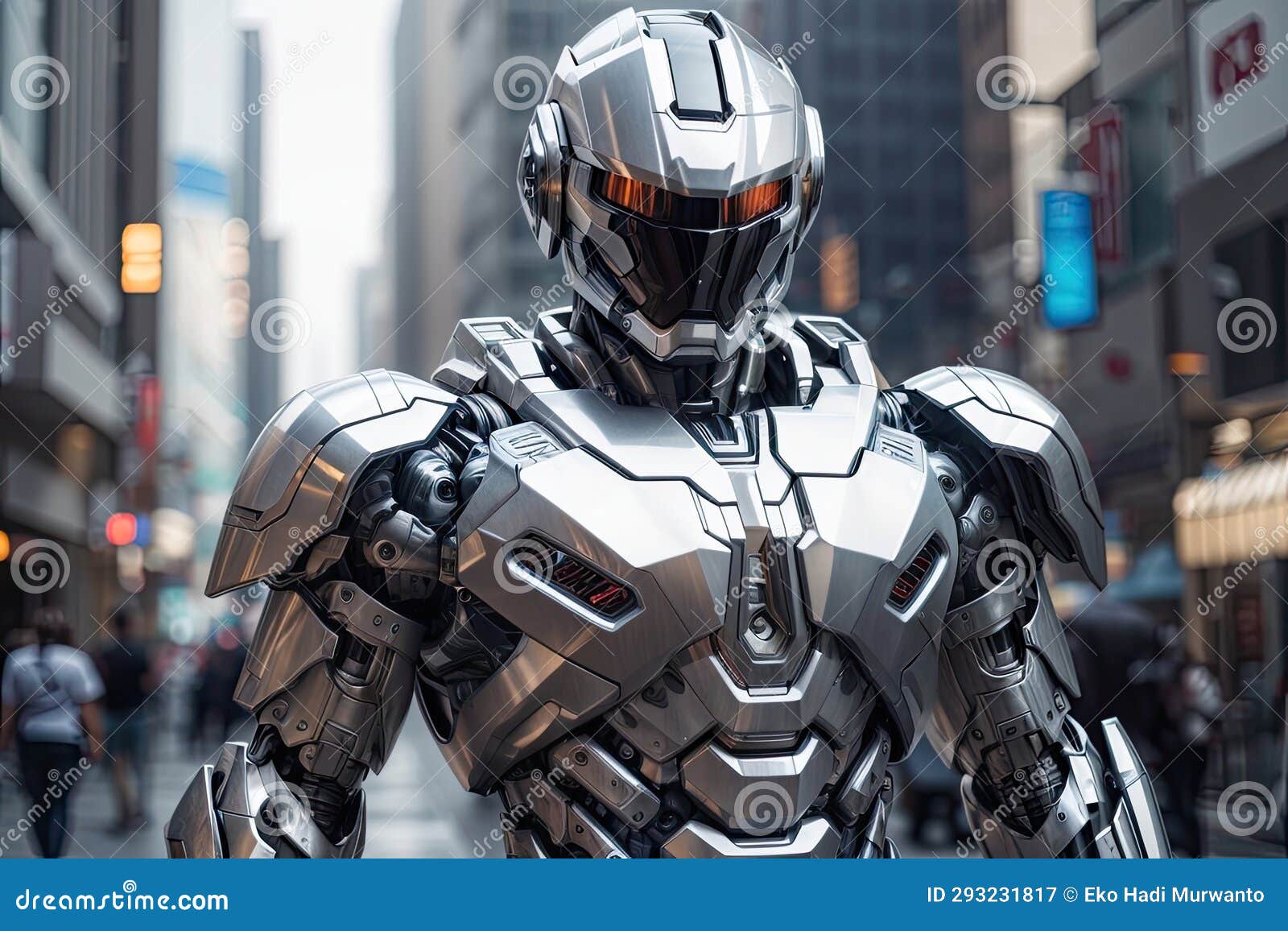 Futuristic Security Enforcer: Silver RoboCop at Your Service Stock ...