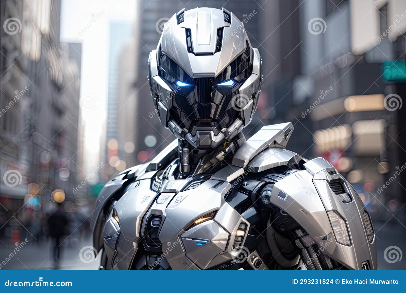 Futuristic Security Enforcer: Silver RoboCop at Your Service Stock ...