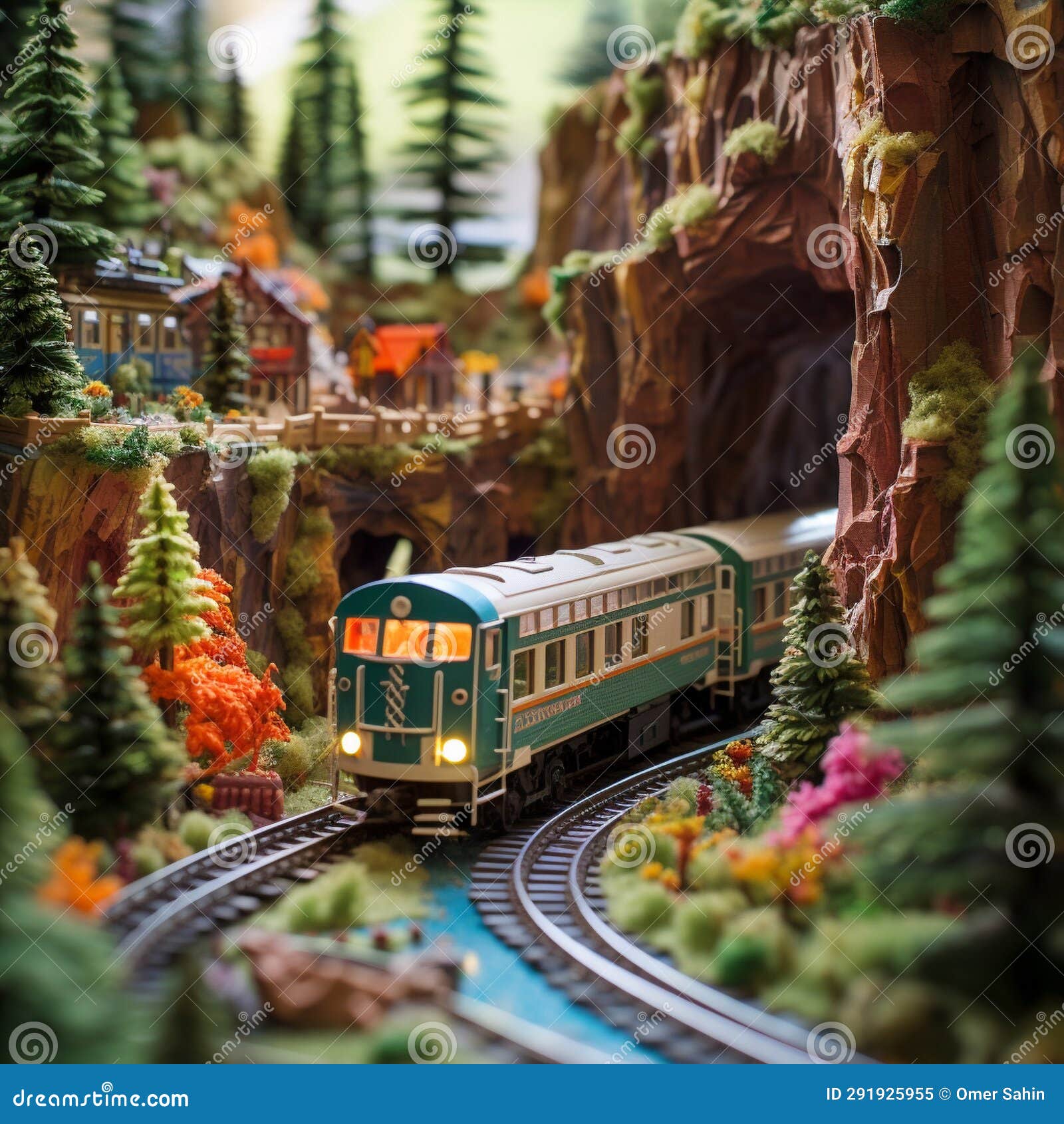 Vibrant and Whimsical Model Train-Themed Artwork Stock Image - Image of ...