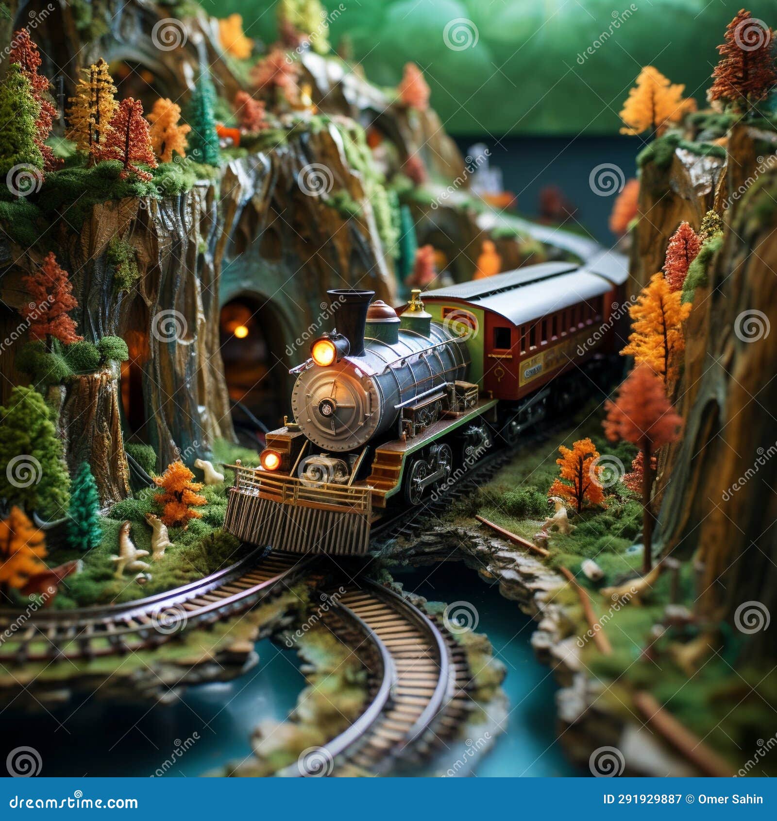 Vibrant and Whimsical Model Train-Themed Artwork Stock Image - Image of ...