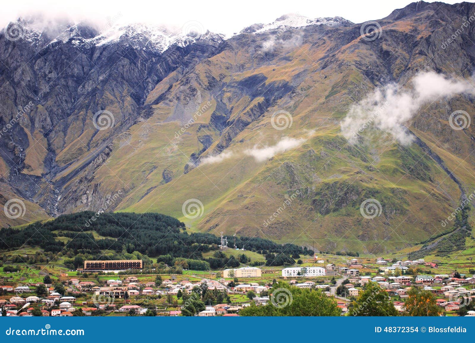 Stepantsminda (Kazbegi) Town Stock Photo - Image of hiking, gorge: 48372354