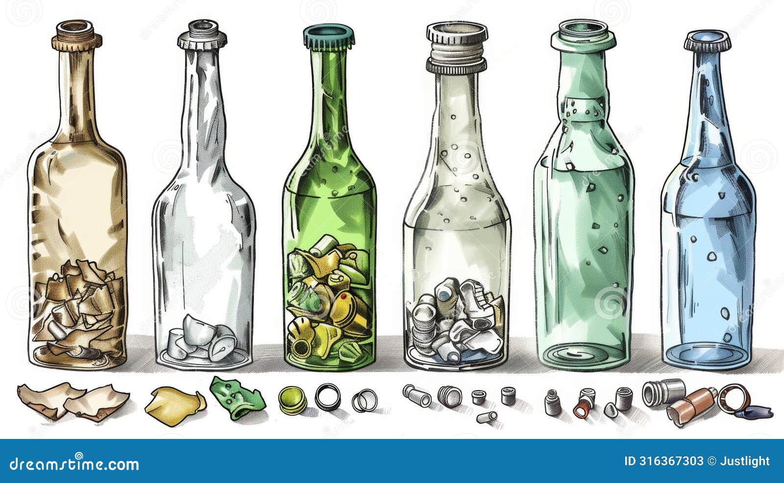 A Stepbystep Illustration Of How Old Glass Bottles Can Be Crushed Melted And Molded Into New
