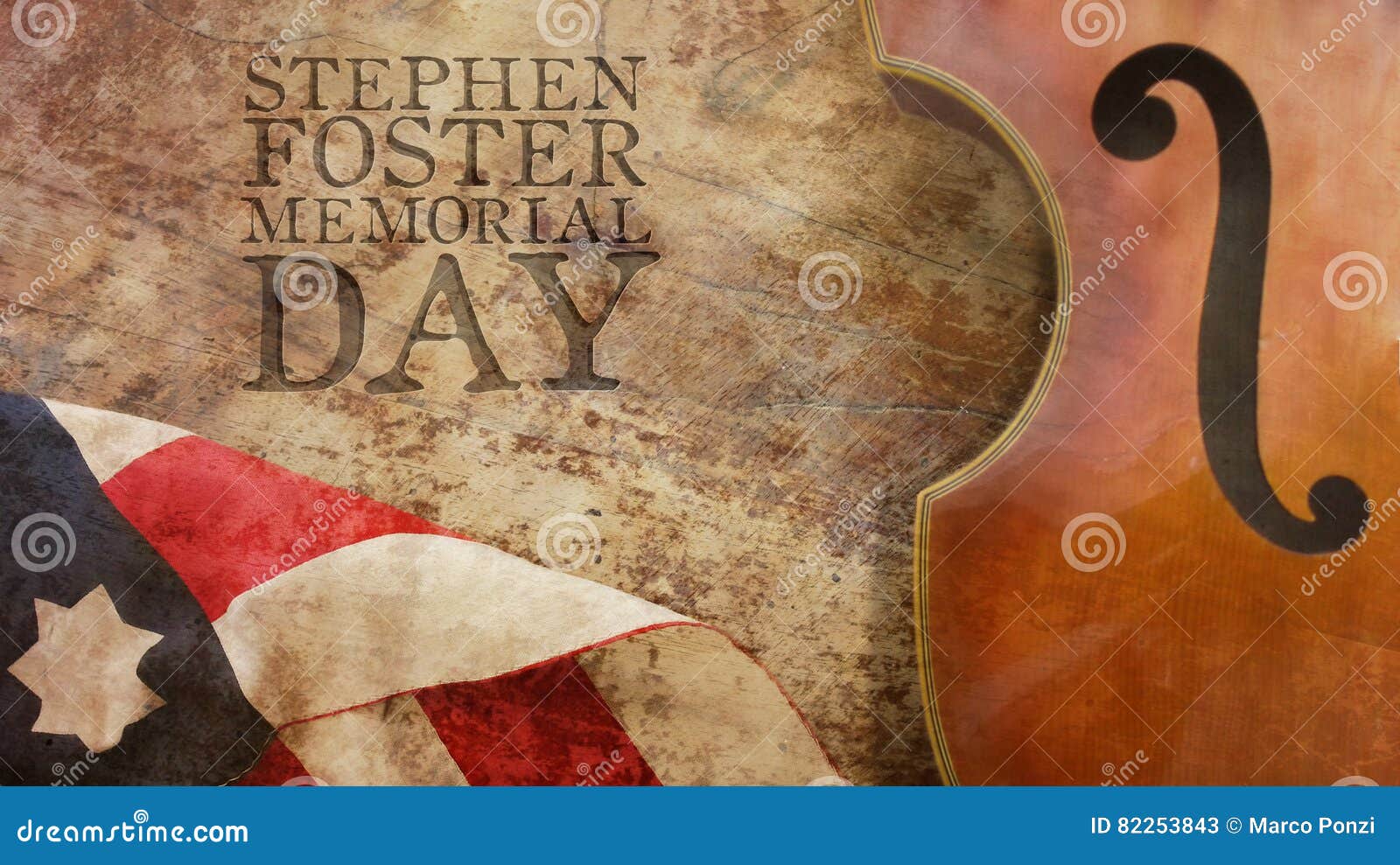 Stephen Foster Memorial Day Violon Et Drapeau Photo stock éditorial ...