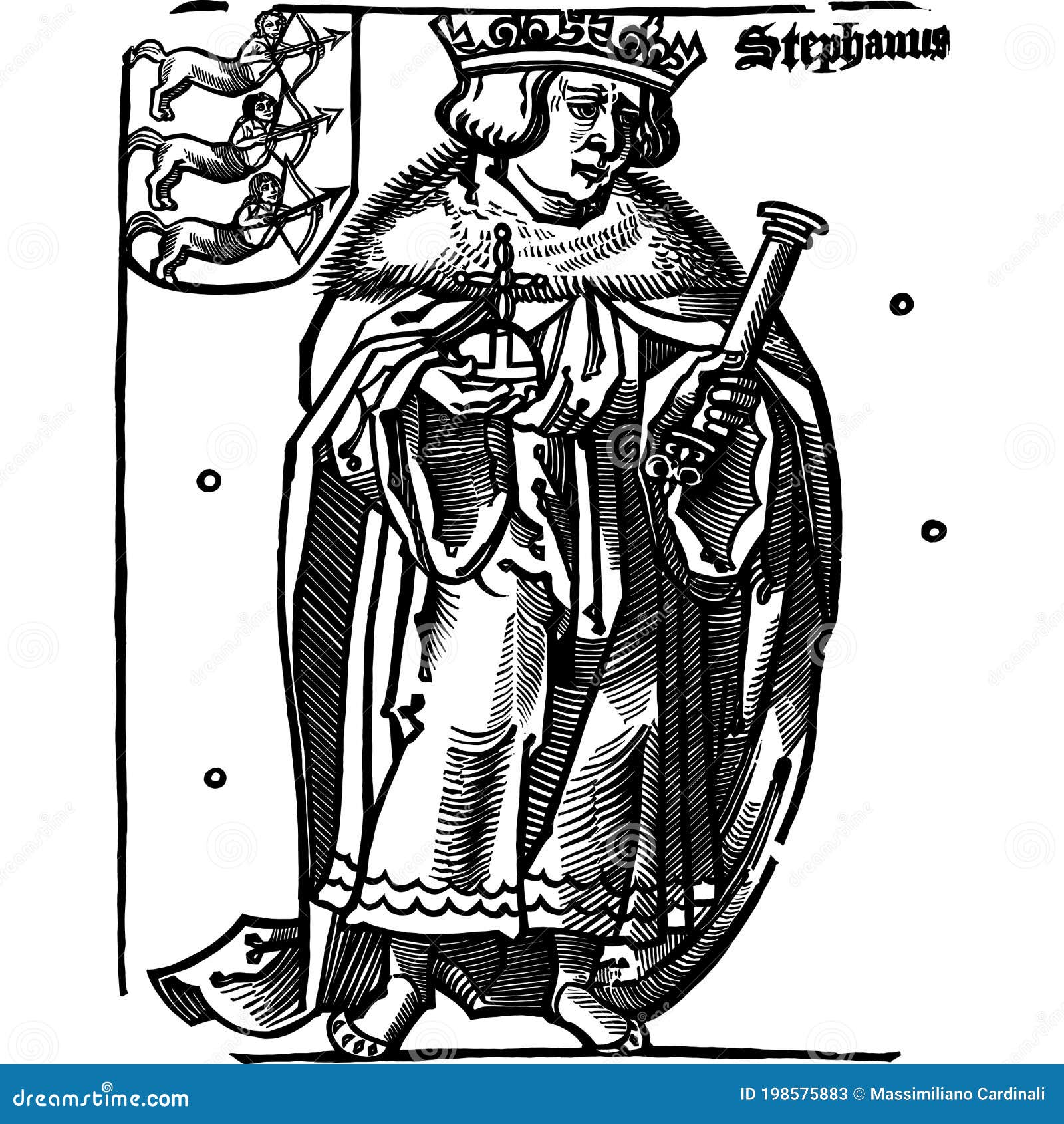 Stephen - King of England stock vector. Illustration of flag - 198575883