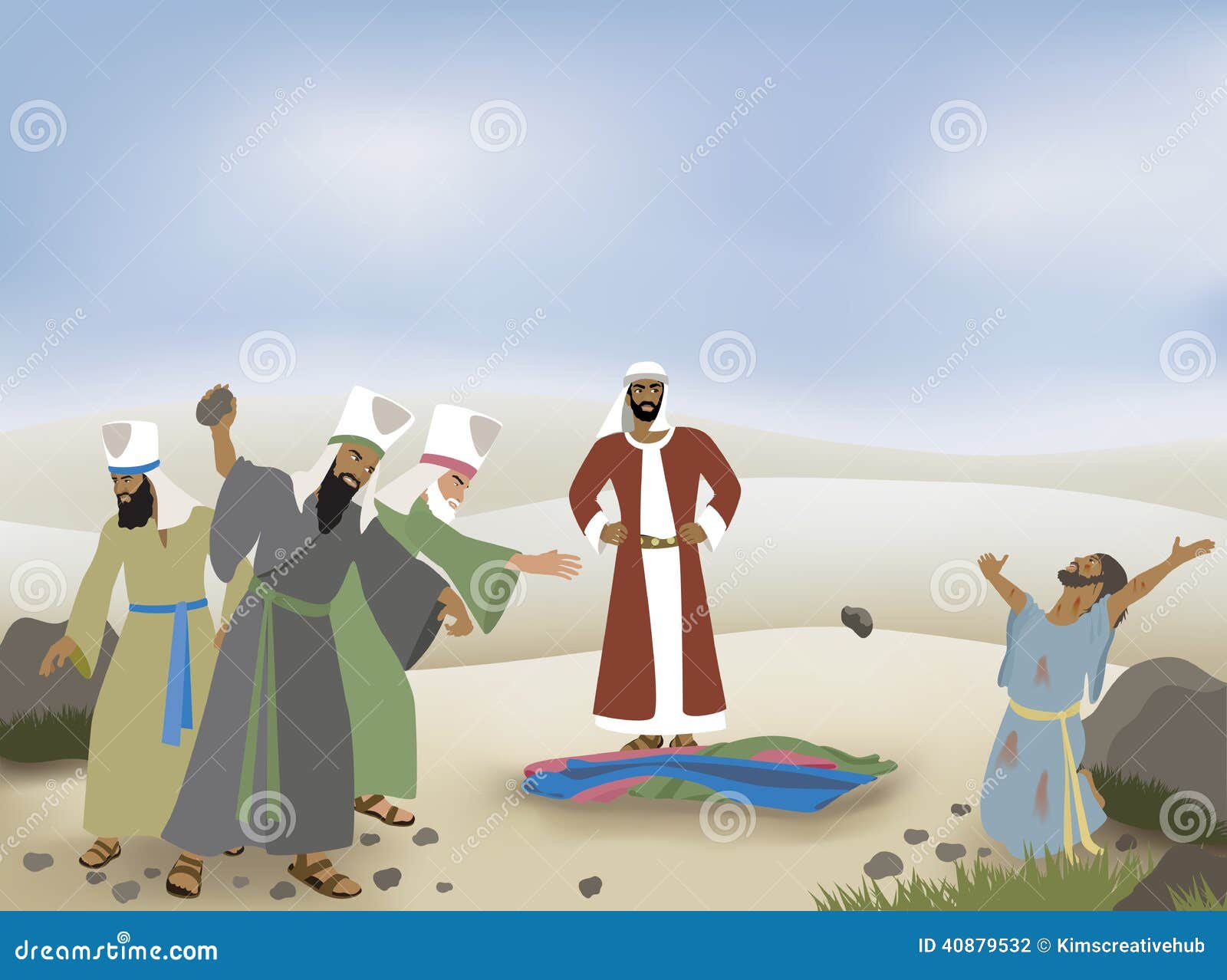 Stephen Stoned a Biblical Illustration Stock Vector - Illustration of ...