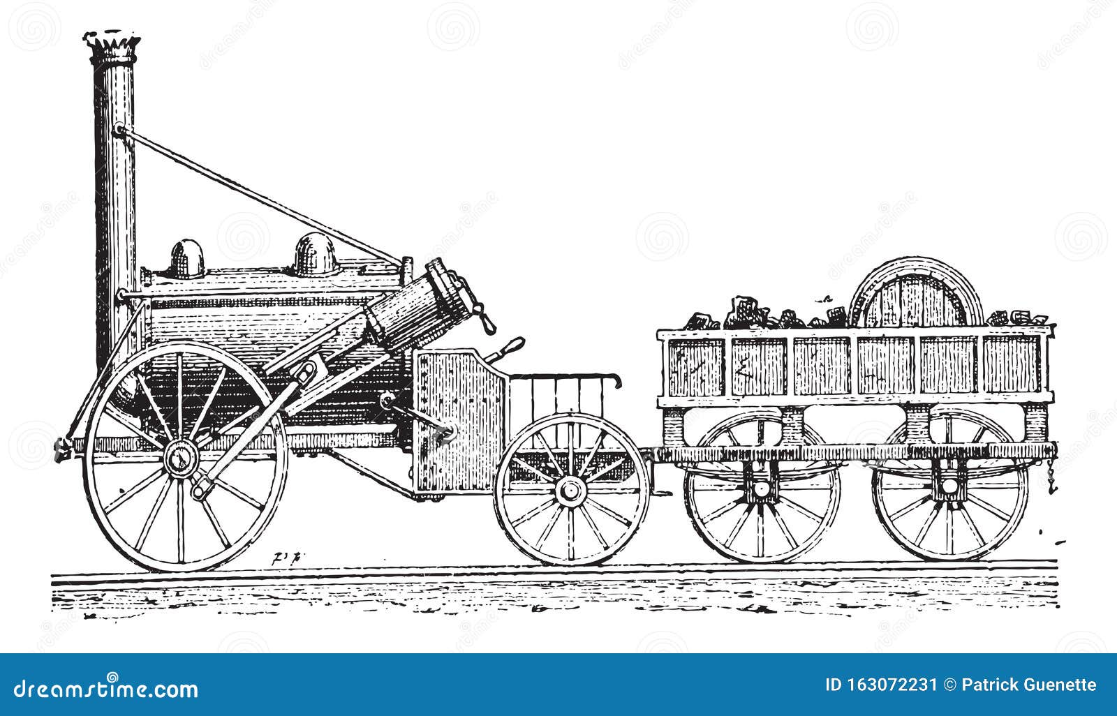 Stephenson`s Rocket, Vintage Engraving Stock Vector - Illustration of ...