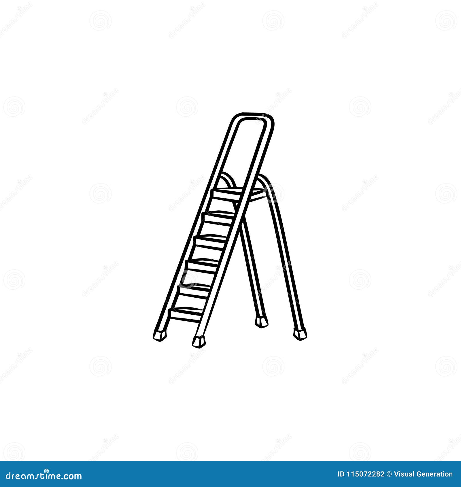 Stepladder Hand Drawn Sketch Icon. Stock Vector - Illustration of ...