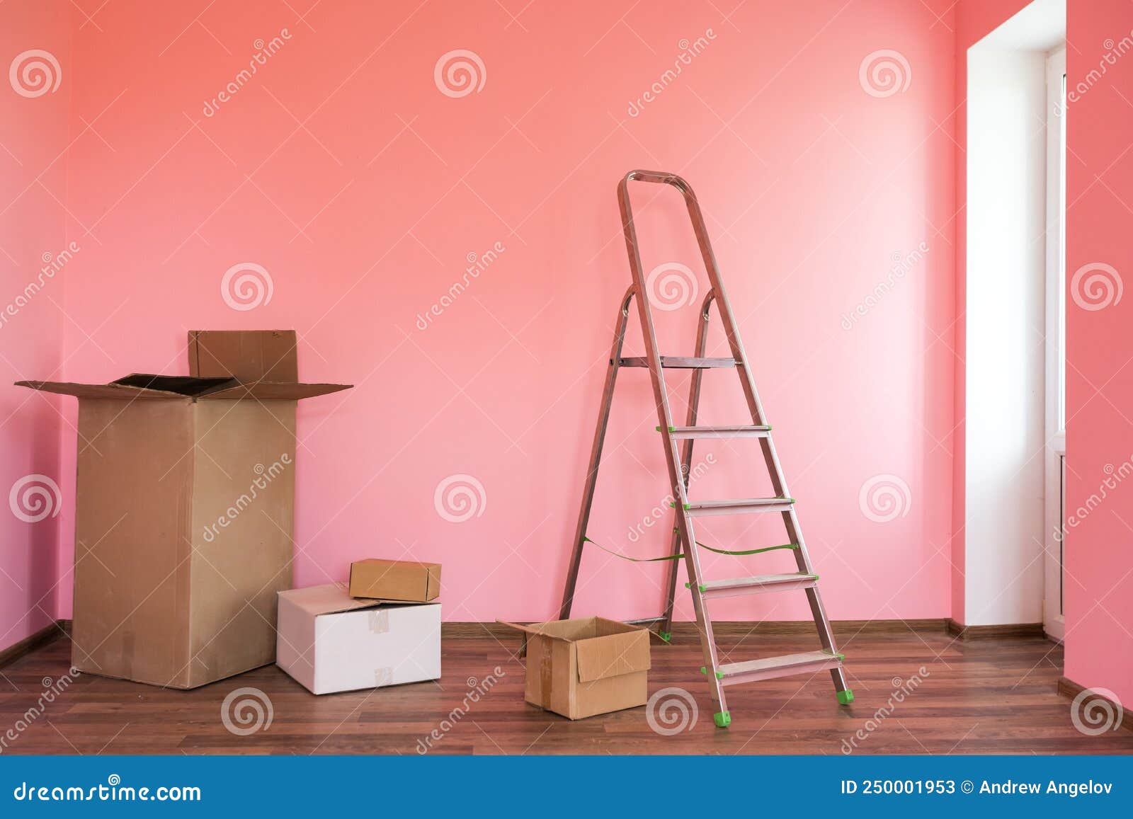 Stepladder in Room. Interior Renovation Stock Image - Image of tools ...