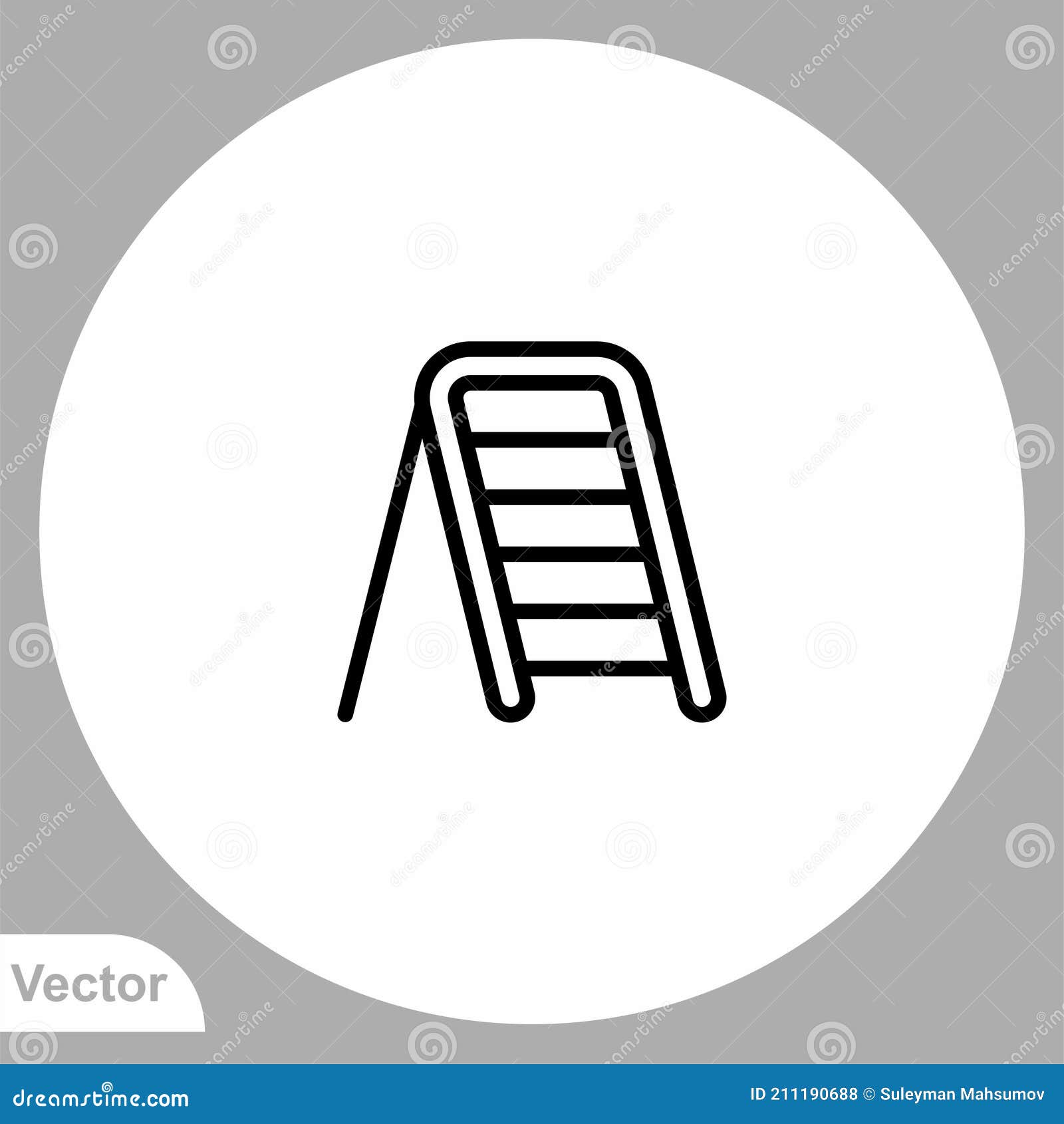 Stepladder Vector Icon Sign Symbol Stock Illustration - Illustration of ...