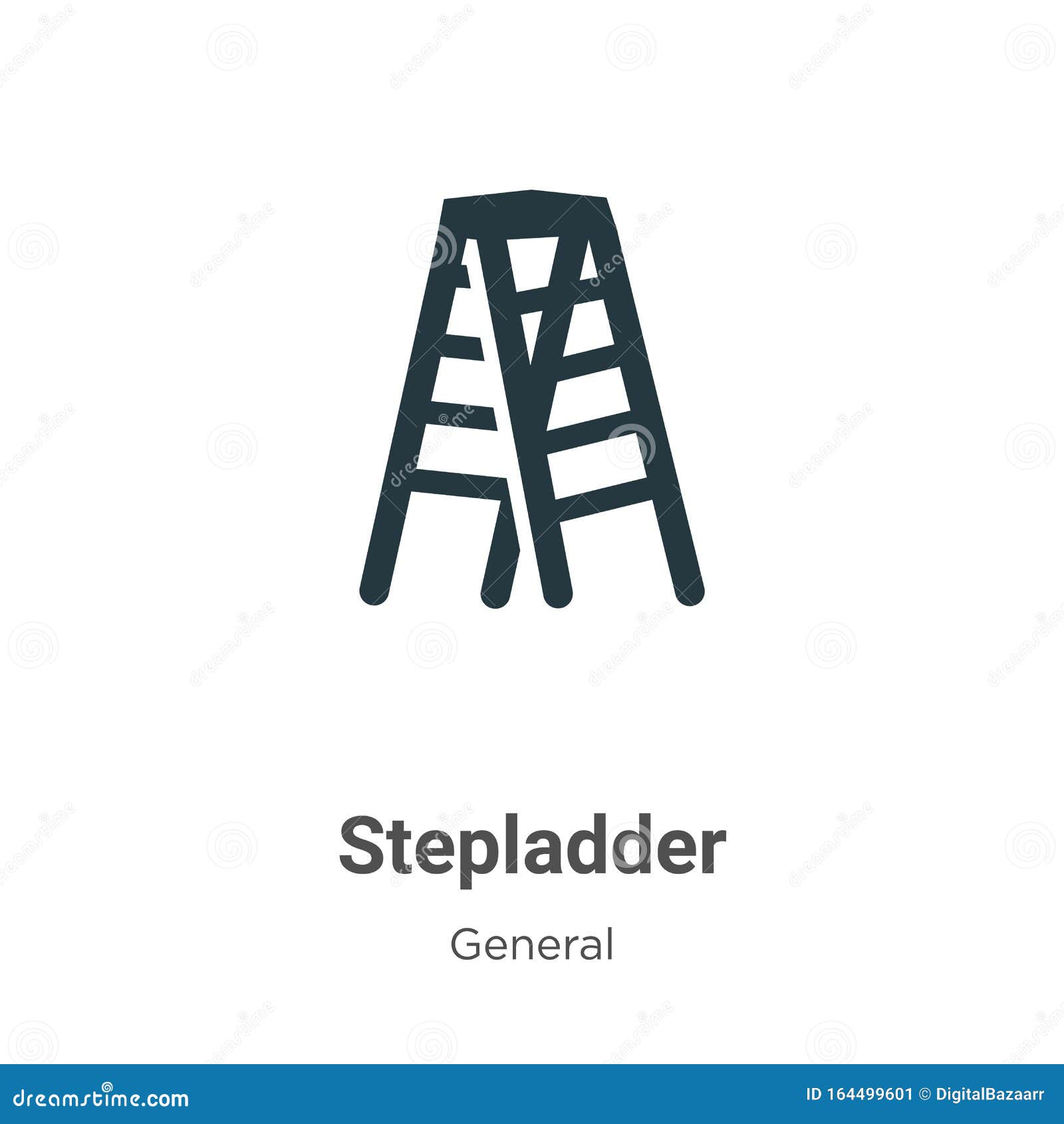Stepladder Vector Icon on White Background. Flat Vector Stepladder Icon ...