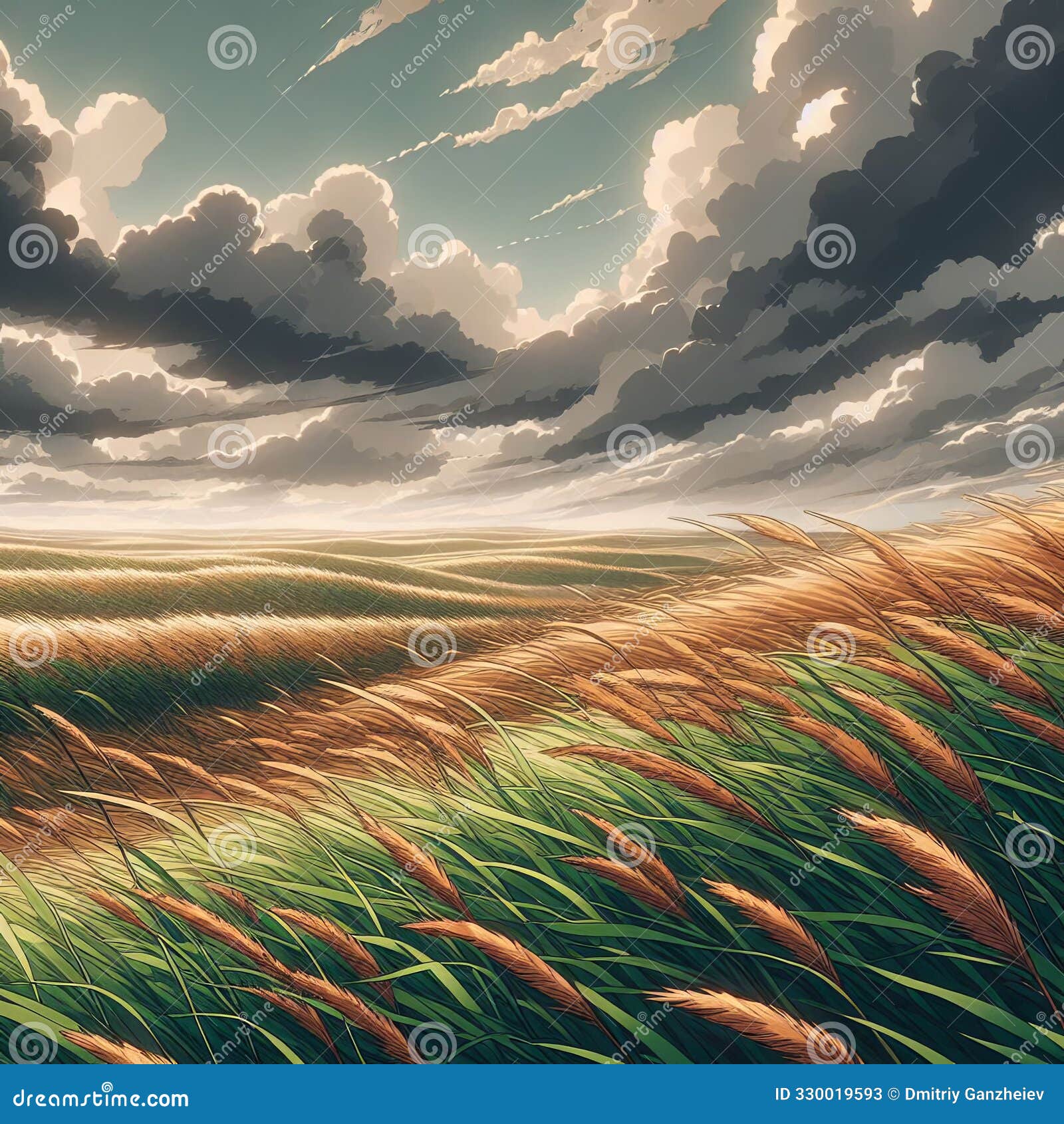 Windy Steppe Art Illustration Editorial Stock Photo - Illustration of ...