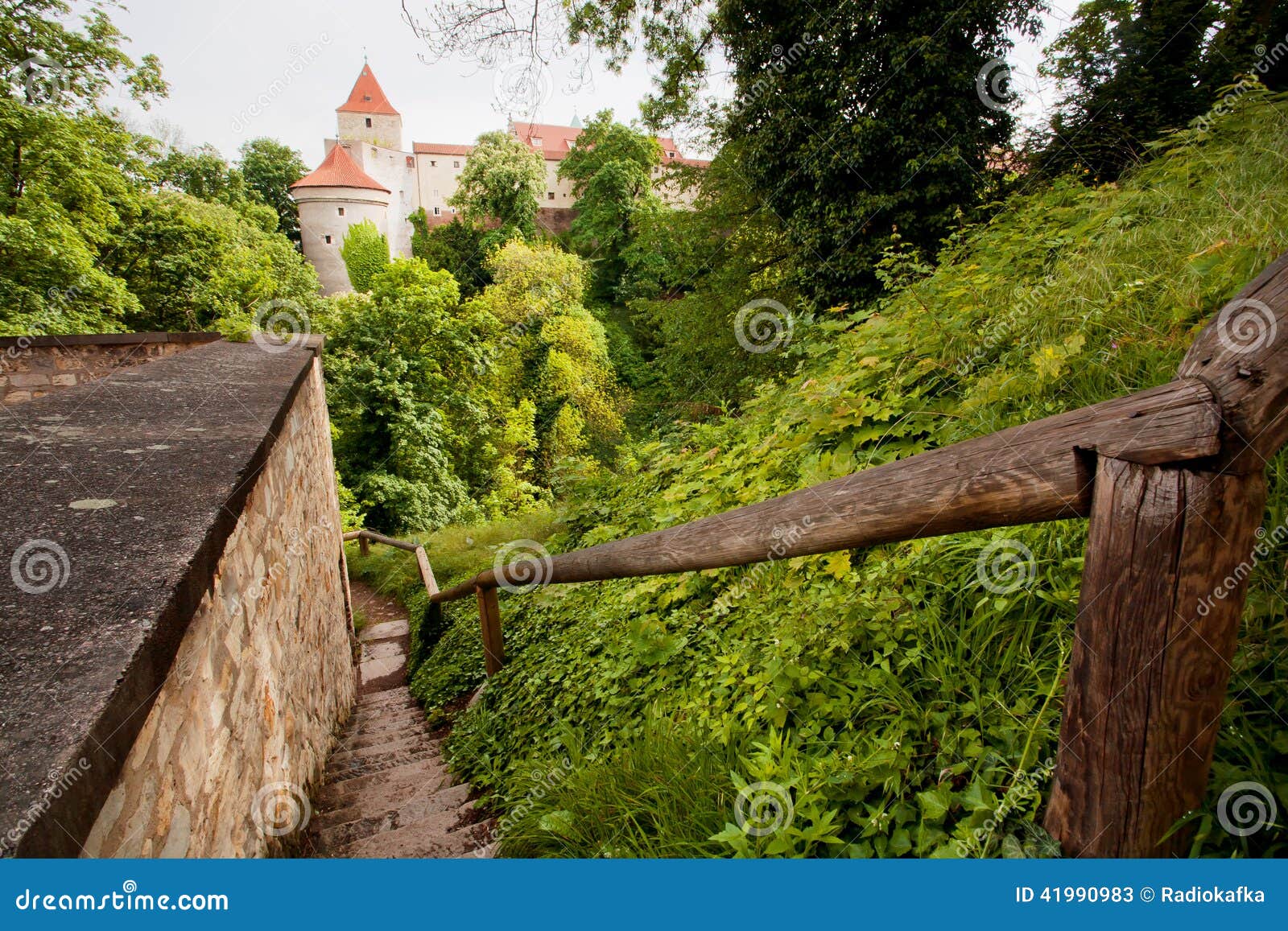 Stepped Path through the Forest To the Ancient Castle Stock Image ...
