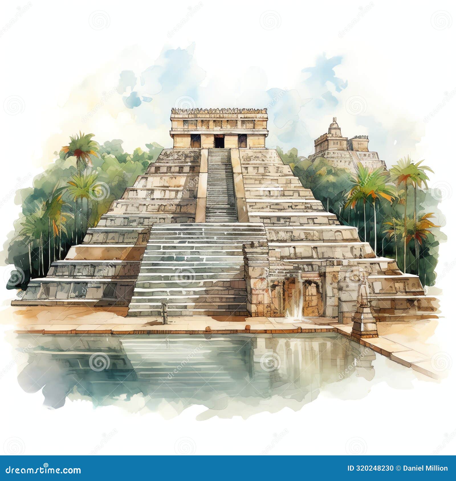 Stepped Pyramid Surrounded By Open Plaza For Ceremonies Illustration ...