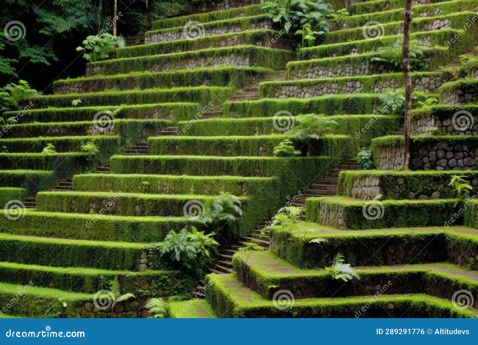 Stepped Terraces with Varying Shades of Green Stock Photo - Image of ...