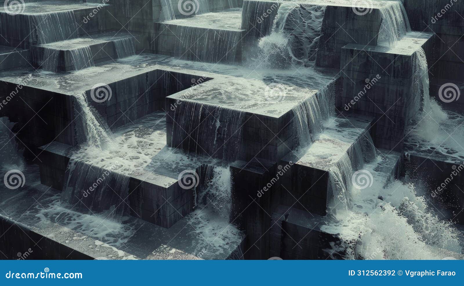 Stepped Water Feature with Cascading Falls Stock Photo - Image of ...