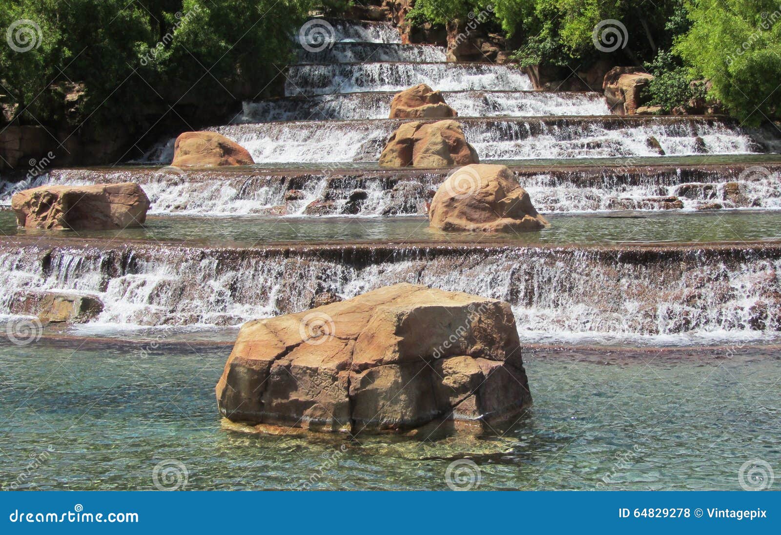 Stepped Waterfall Garden Landscape Stock Photo - Image of background ...