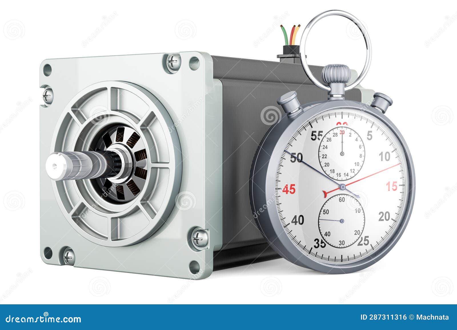Stepper Motor with Stopwatch, 3D Rendering Stock Illustration ...