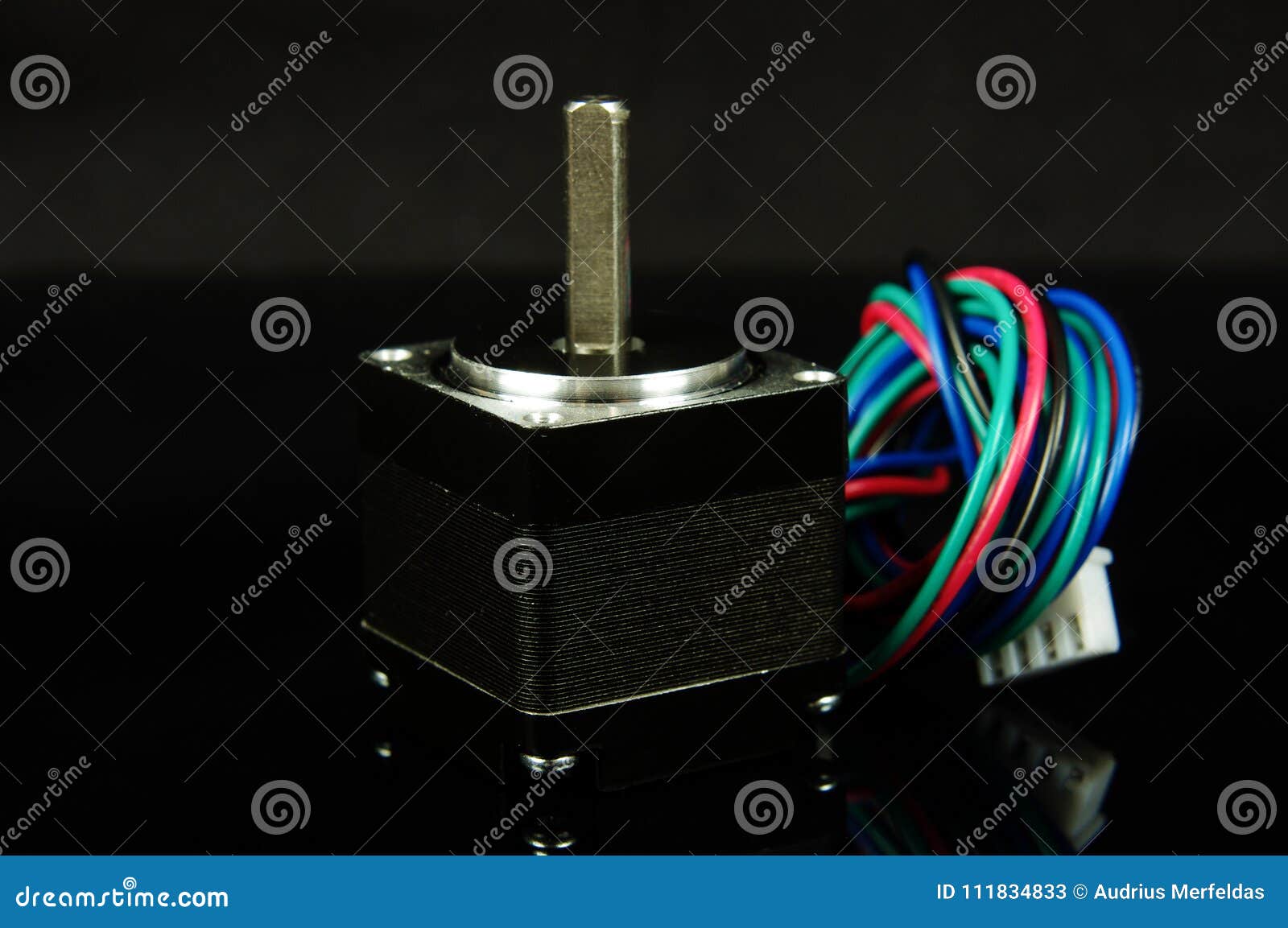 Stepper Motor with Wires and Connector Stock Image - Image of device ...