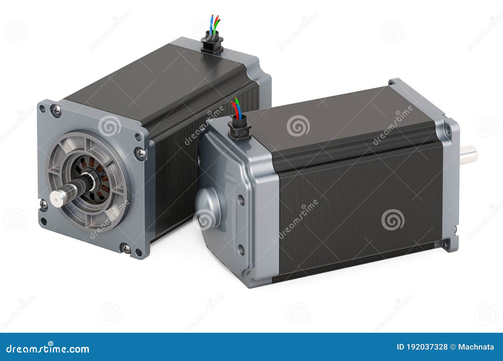 Stepper Motors Isometric Drawing Set Vector Illustration ...