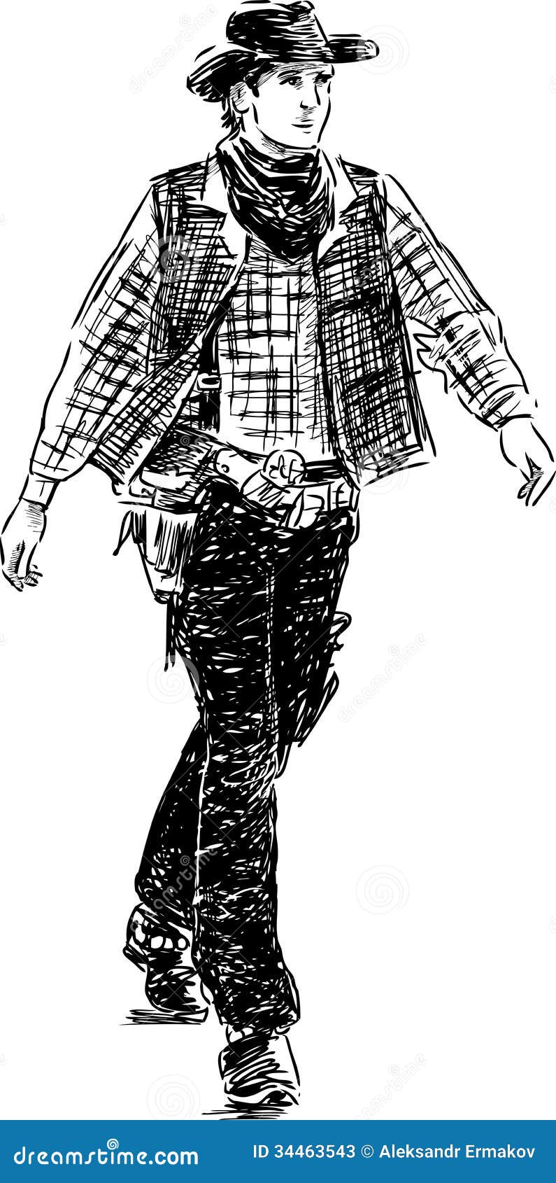 Stepping cowboy stock vector. Illustration of wild, doodle - 34463543