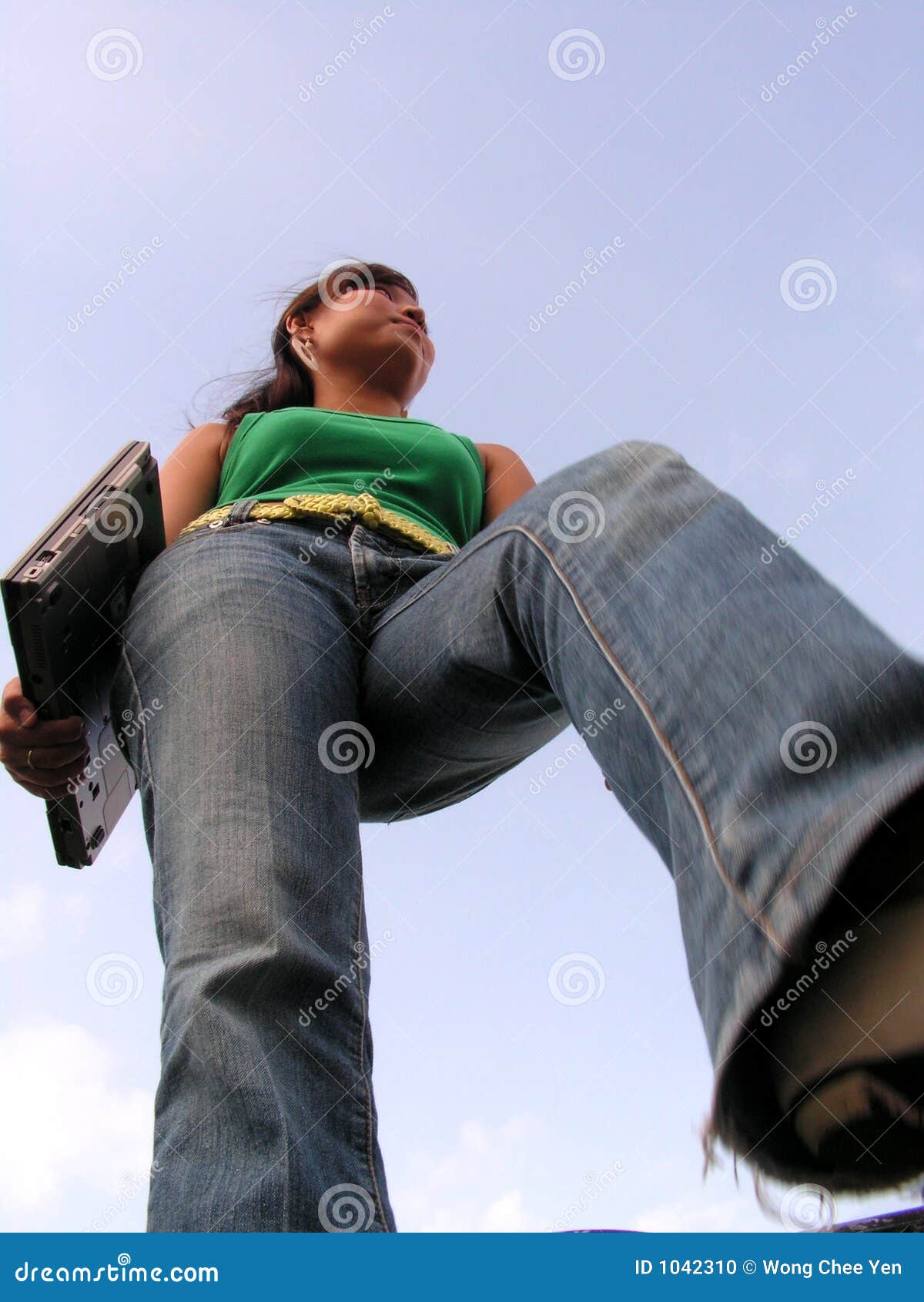 Stepping Forward with Laptop Stock Photo - Image of lady, asian: 1042310