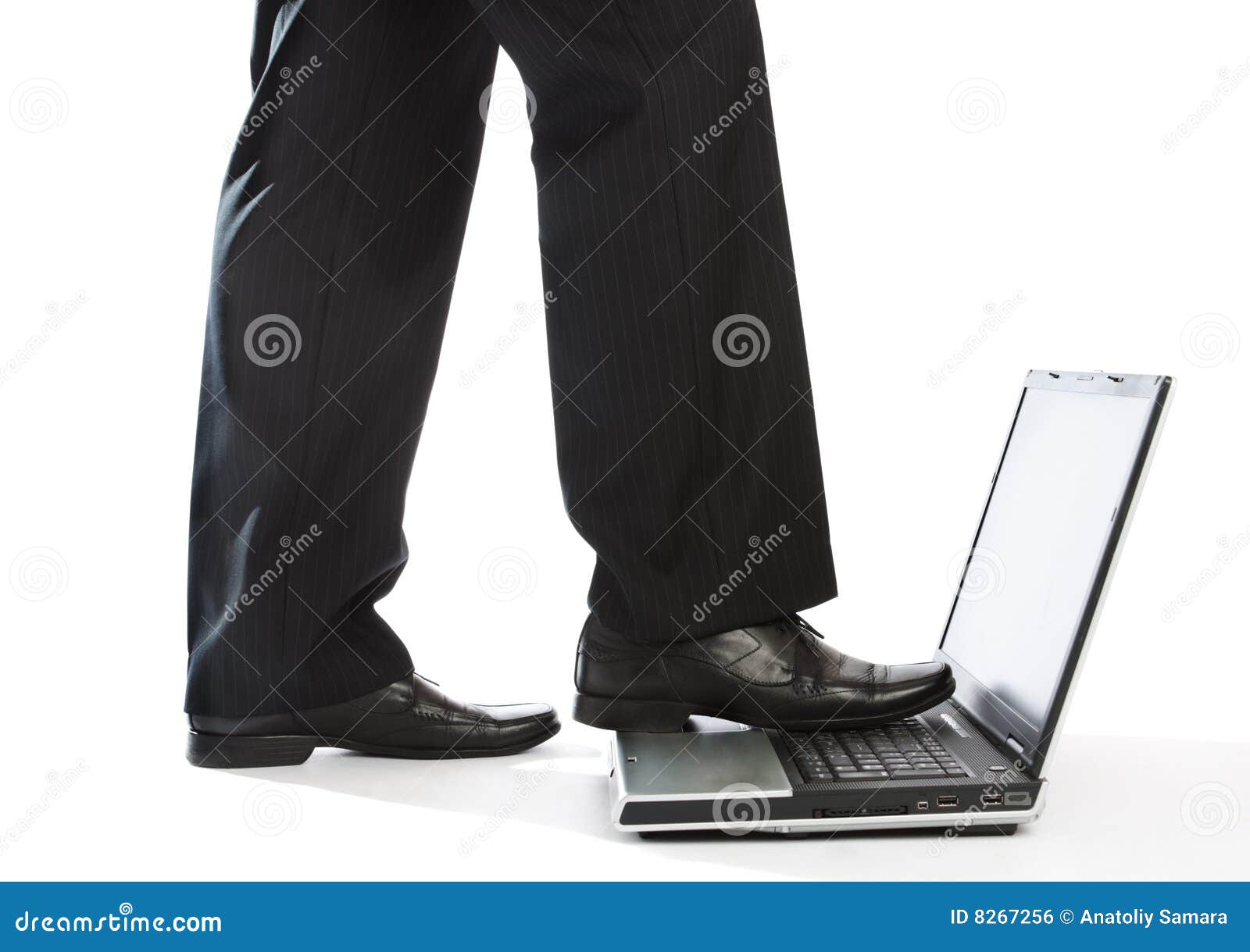 Stepping on laptop stock photo. Image of step, liquidation - 8267256