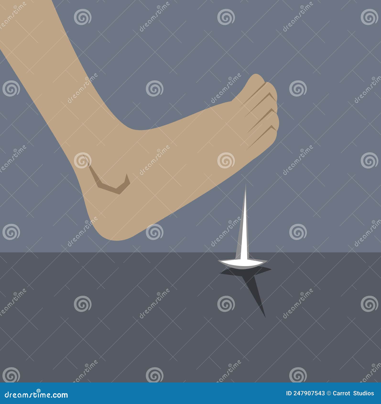 Stepping on nail clip art stock illustration. Illustration of hand ...