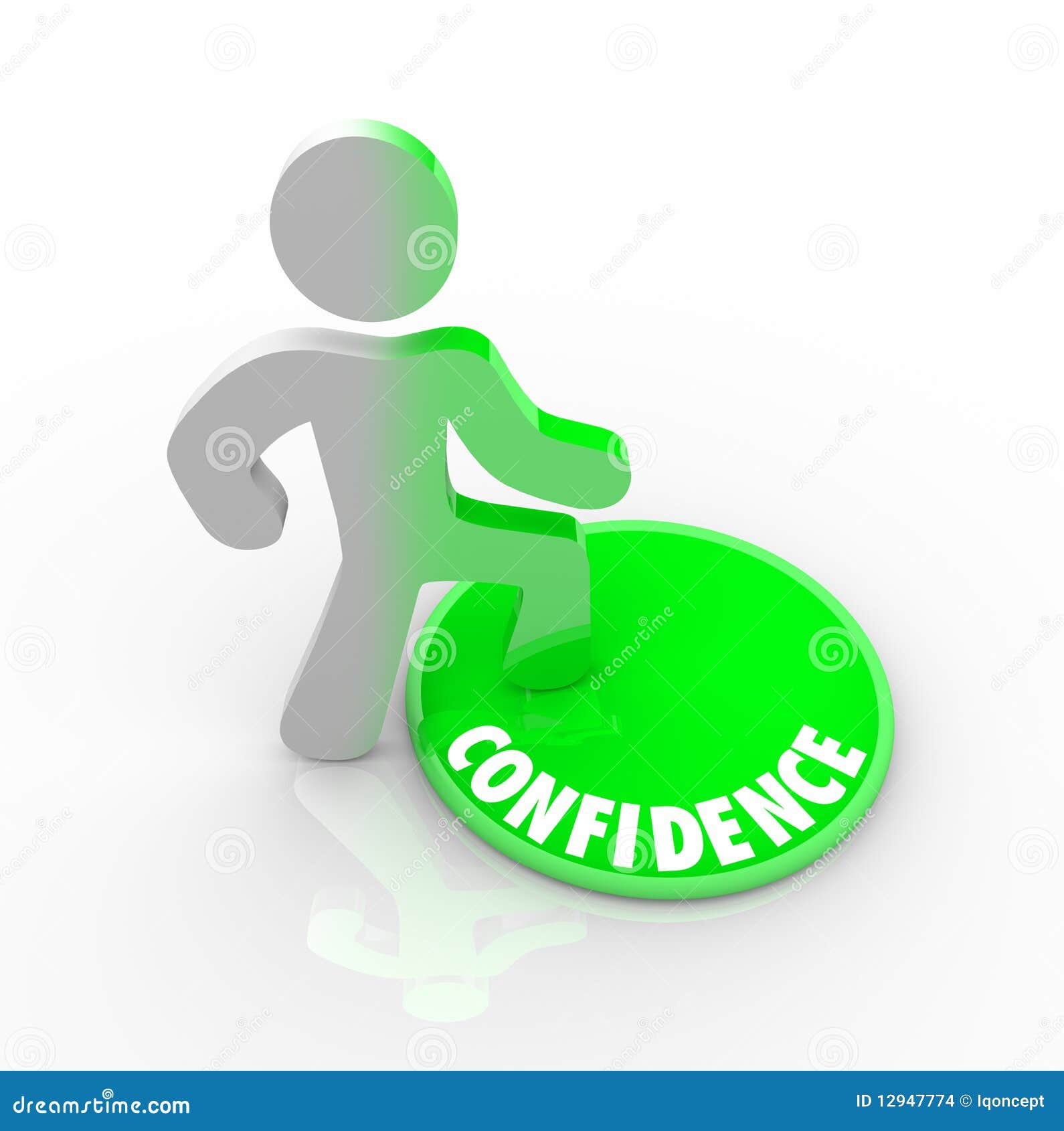 Stepping Onto the Confidence Button Stock Illustration - Illustration ...