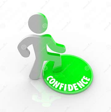 Stepping Onto the Confidence Button Stock Illustration - Illustration ...
