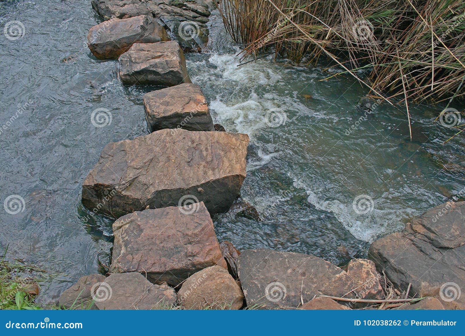 STEPPING STONES ACROSS FLOWING WATER Stock Photo - Image of river ...