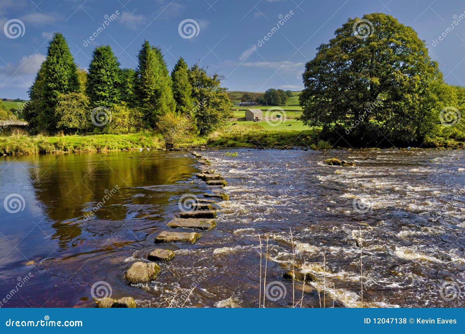Ford And Stepping Stones Across River Wear At Stanhope Royalty-Free ...